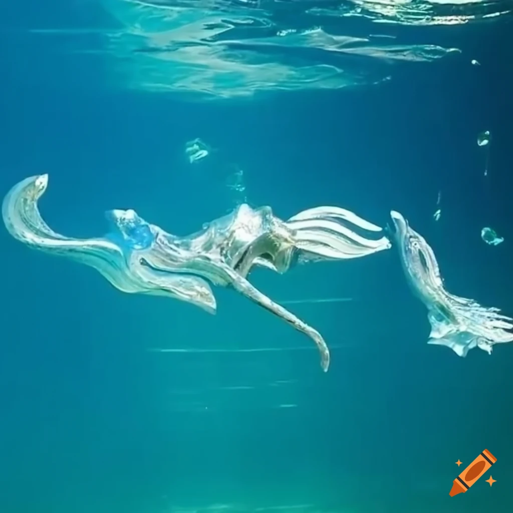 Image of a metallic alien drag queen underwater