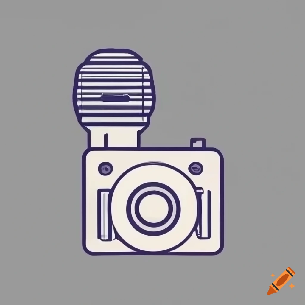 Icon design of a combined camera and microphone on Craiyon