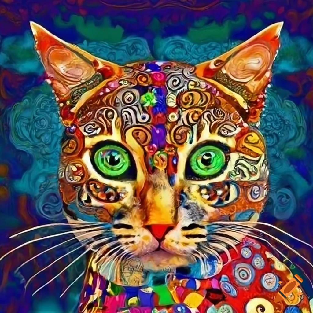 Mandala cat pattern inspired by klimt