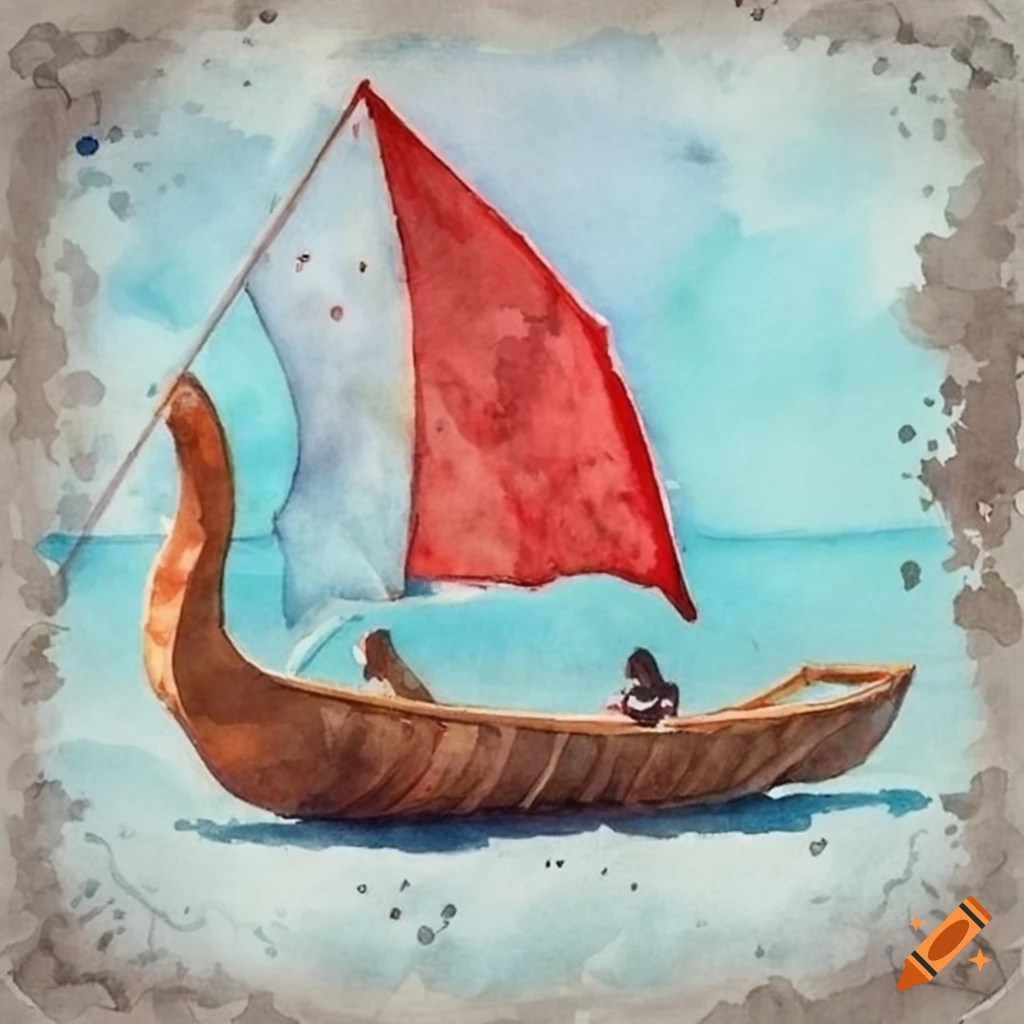 Simple drawing of a wooden raft on Craiyon