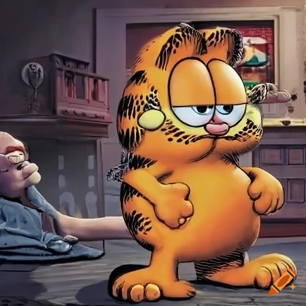 Garfield enjoying catnip on Craiyon