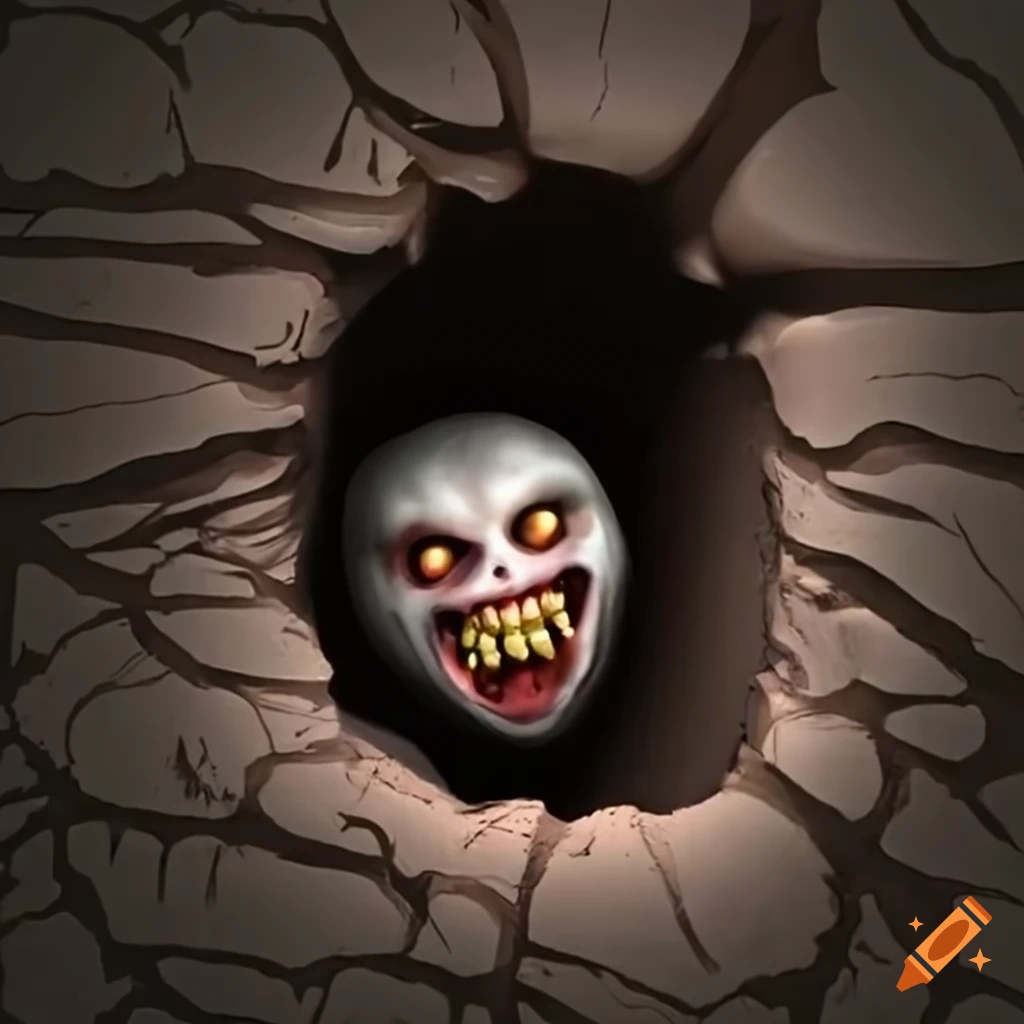 Illustration of a scary hole with teeth on Craiyon