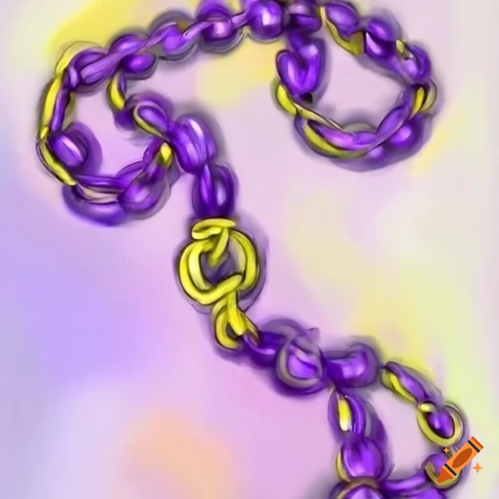 Purple and yellow homemade christmas chain on Craiyon