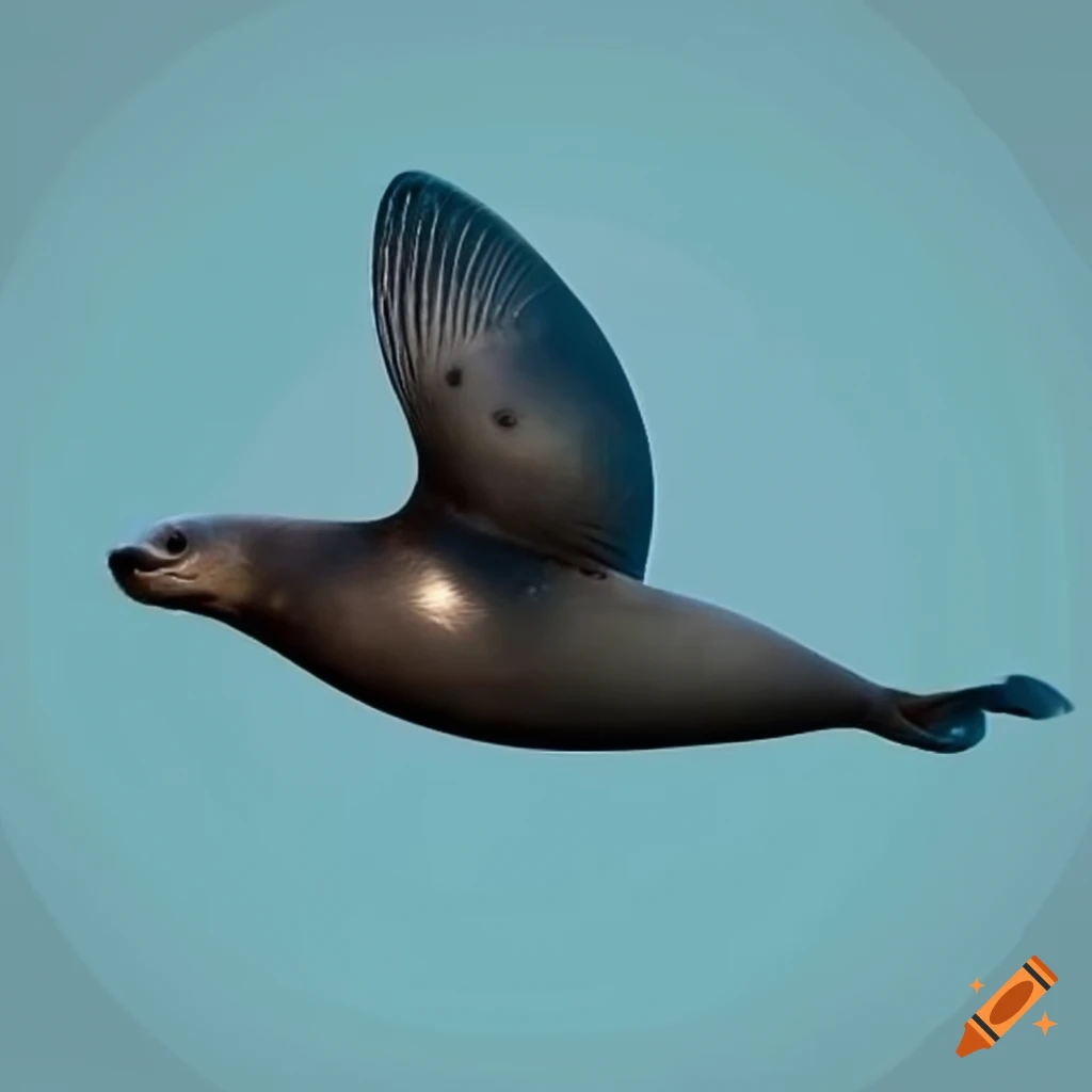 Seal flying in the air on Craiyon