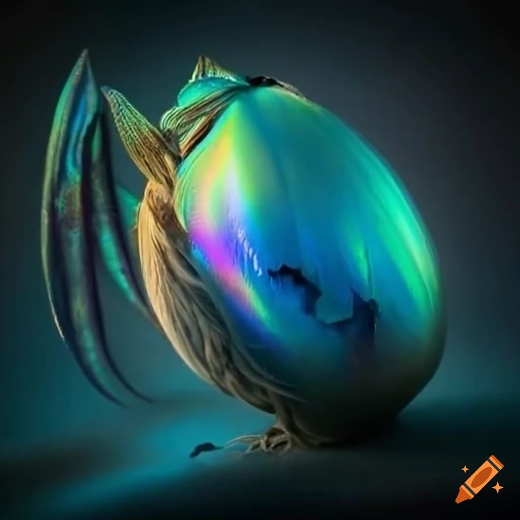 Artwork of an iridescent fairy emerging from a cocoon on Craiyon
