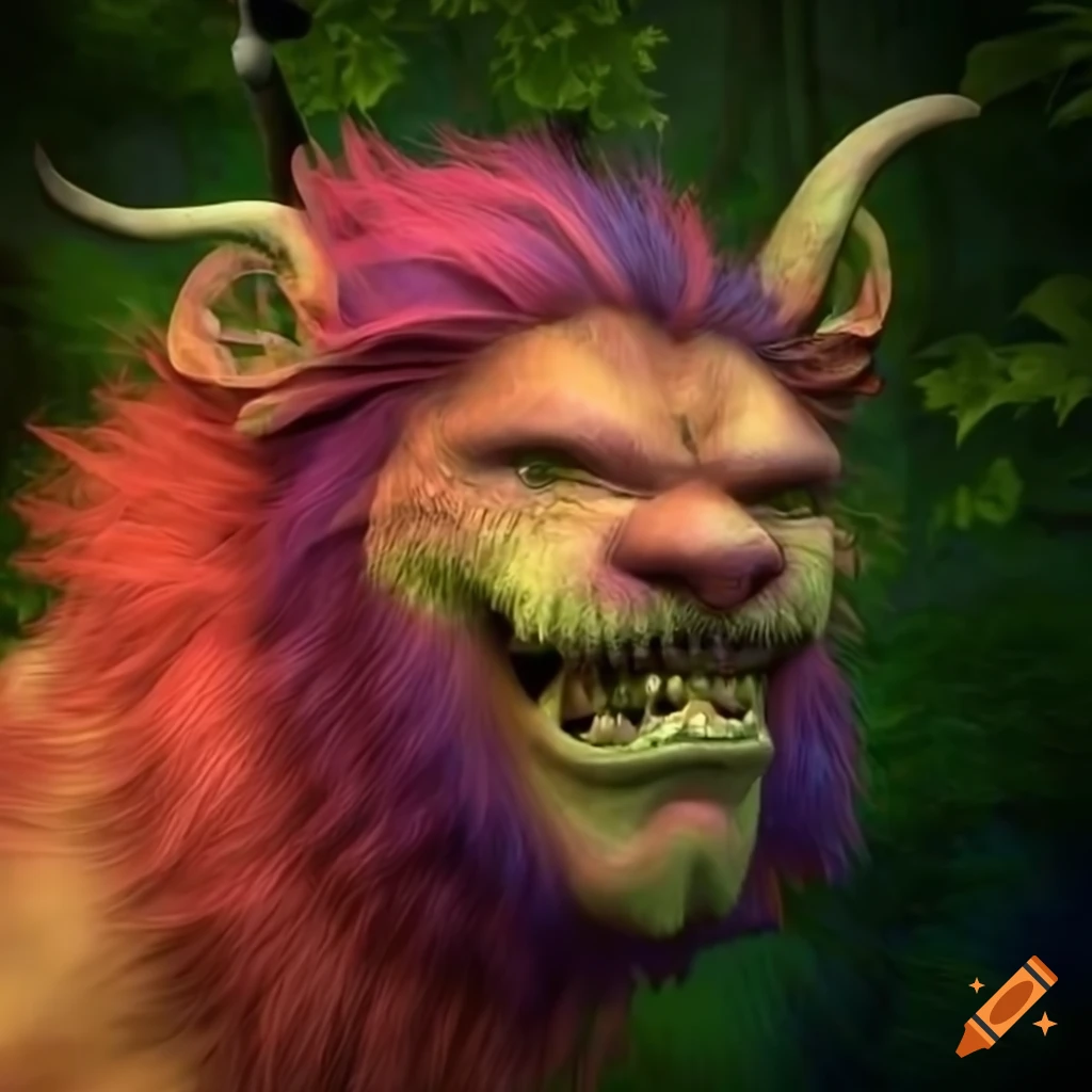 Colorful pixar character in a fantasy forest