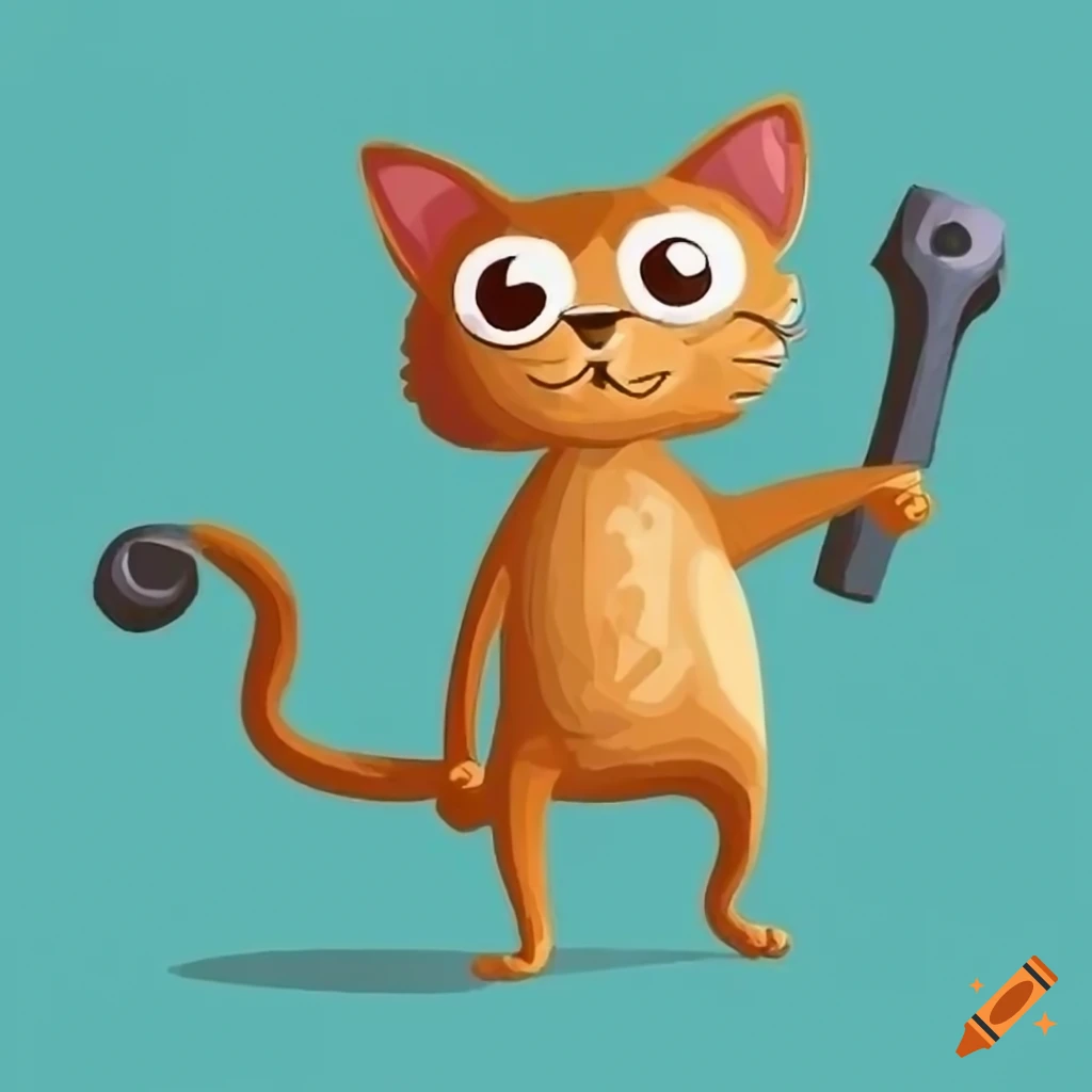 Clever cat with tools in a workshop setting on Craiyon