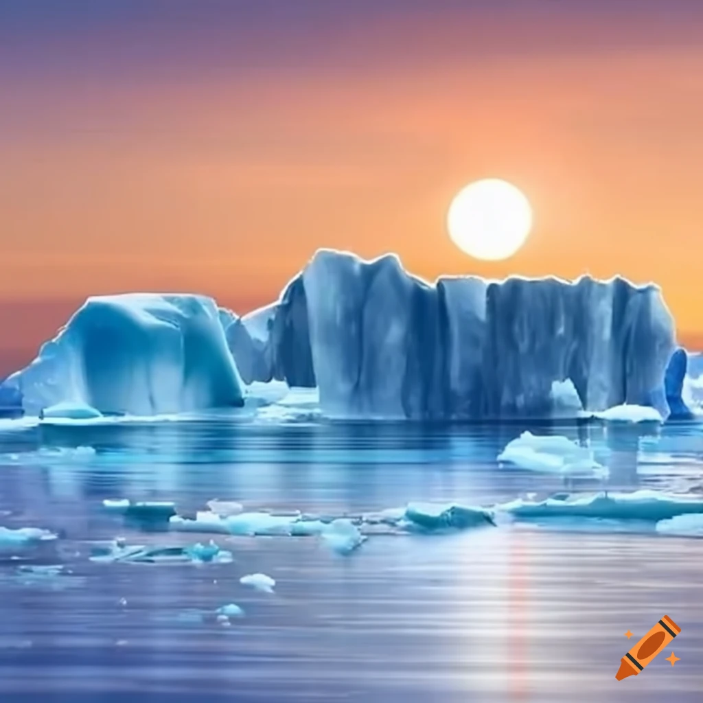 Ocean with ice islands on Craiyon