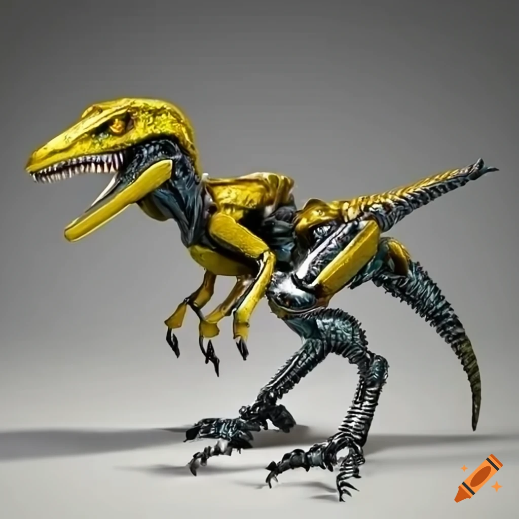 Epic robotic velociraptor with a sword tail