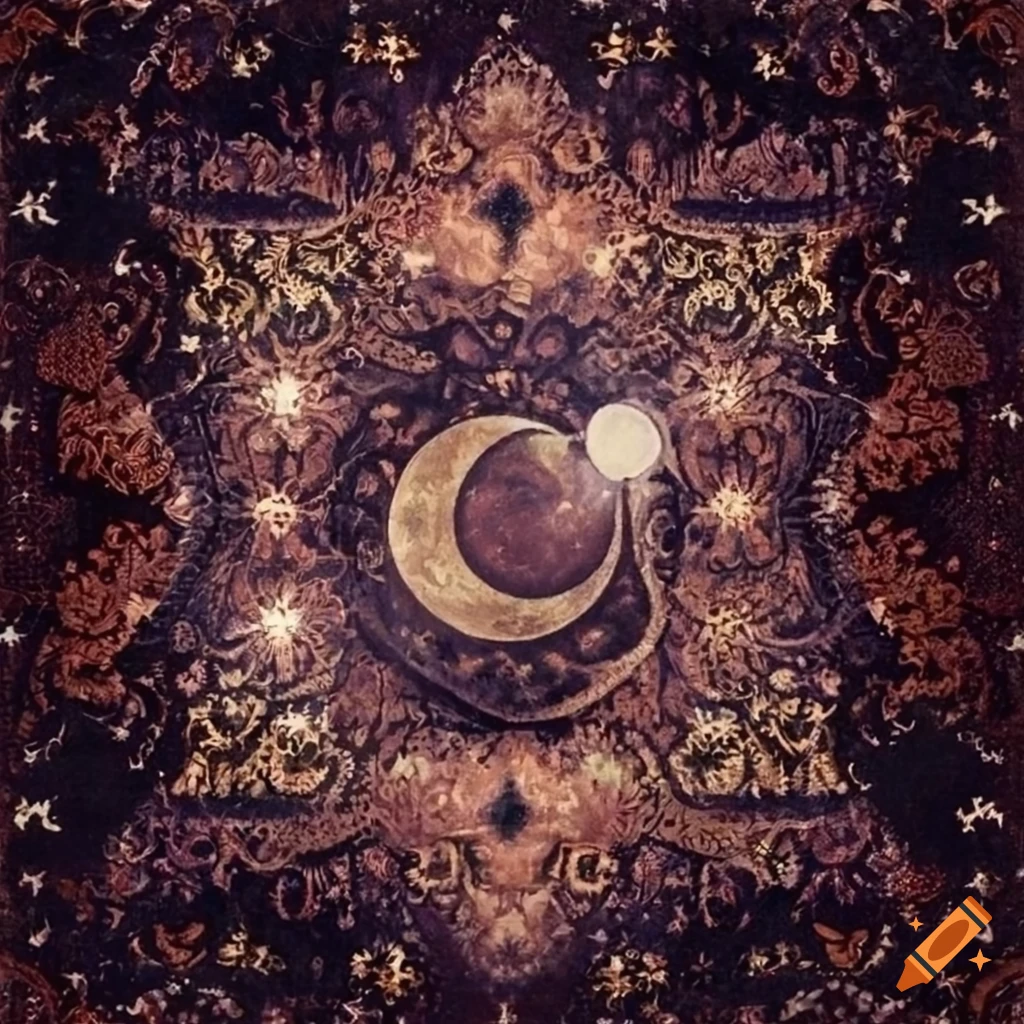 Whimsical velvet artwork with stars and moon motifs