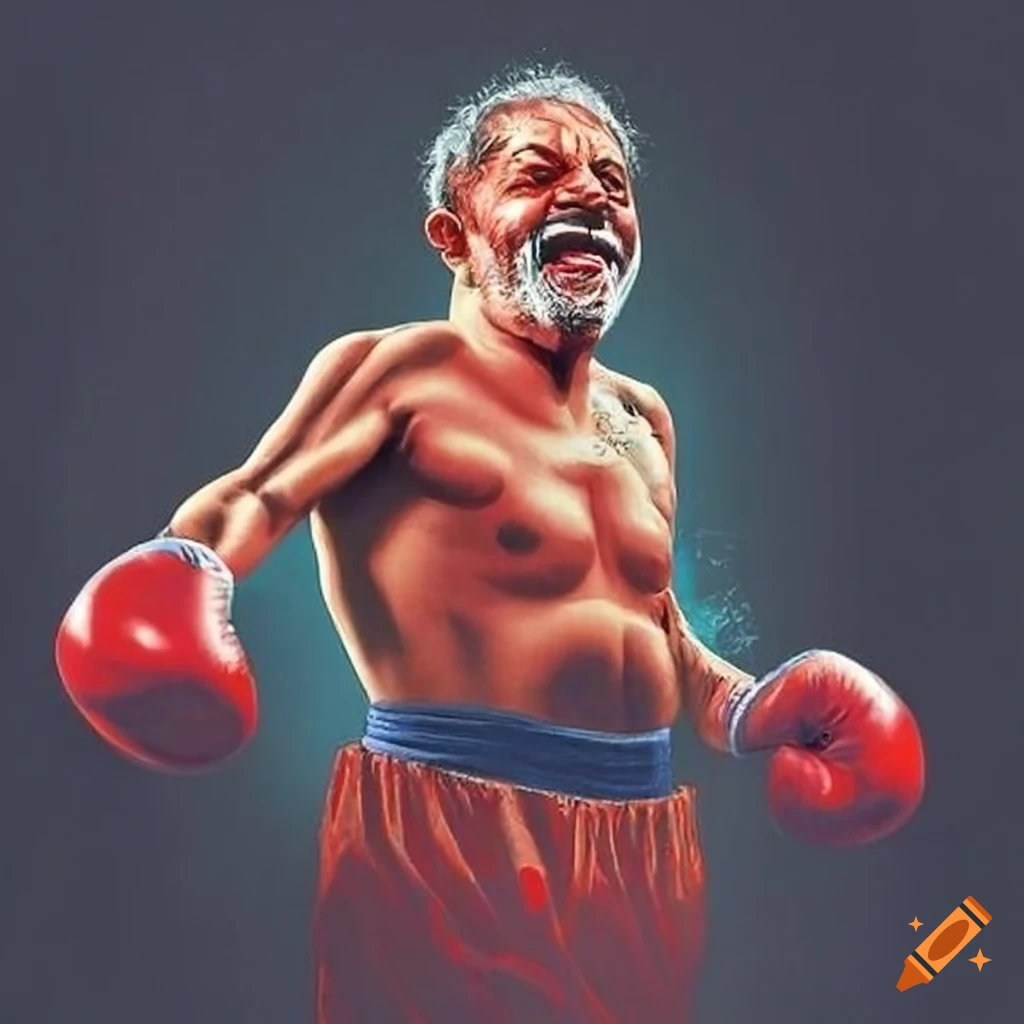 Boxing artwork of lula showcasing his power on Craiyon