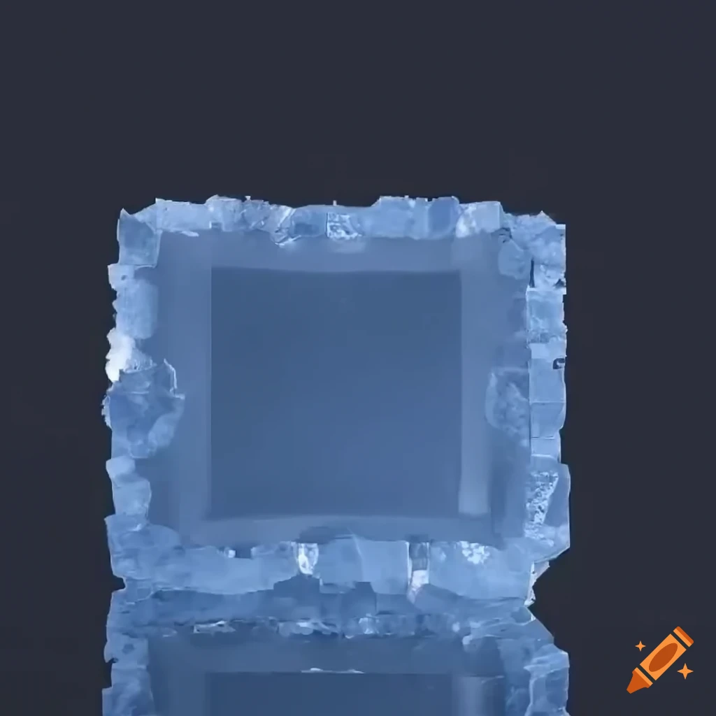 2d ice block wall on black background on Craiyon