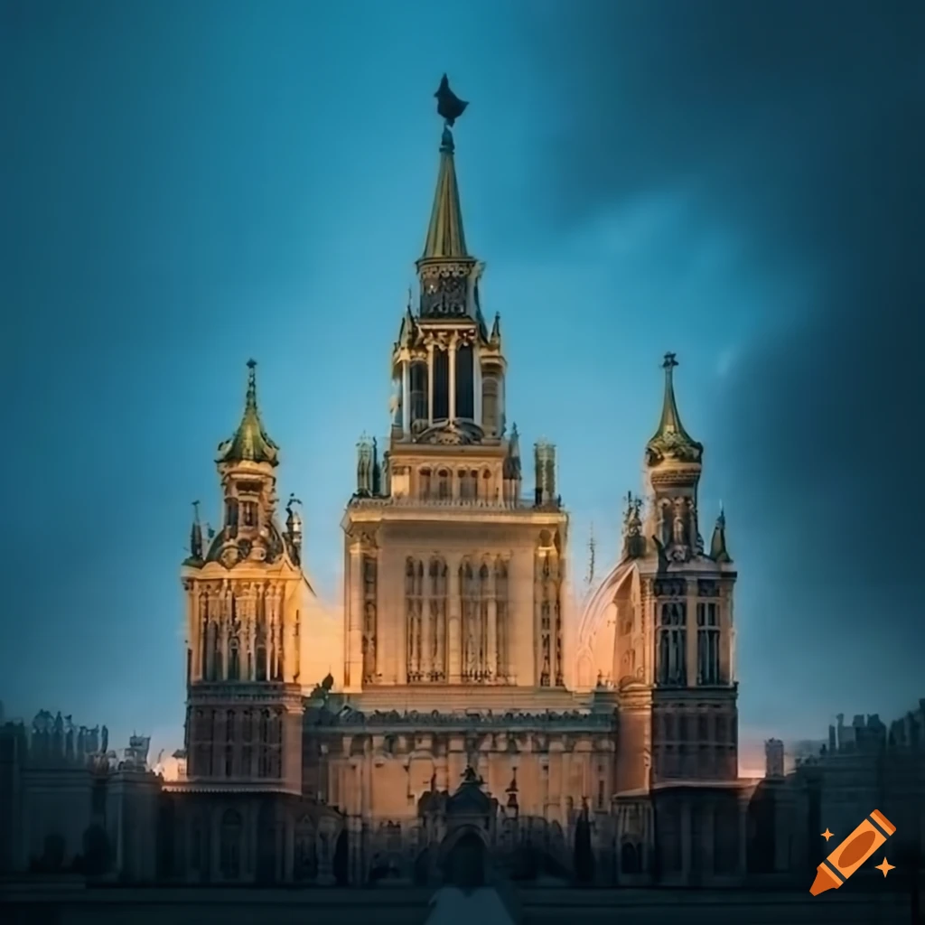 Moscow state university gothic architecture in black and white on Craiyon