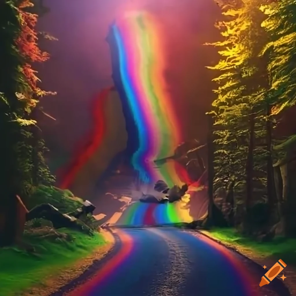 Image of rambo riding a rainbow road on Craiyon