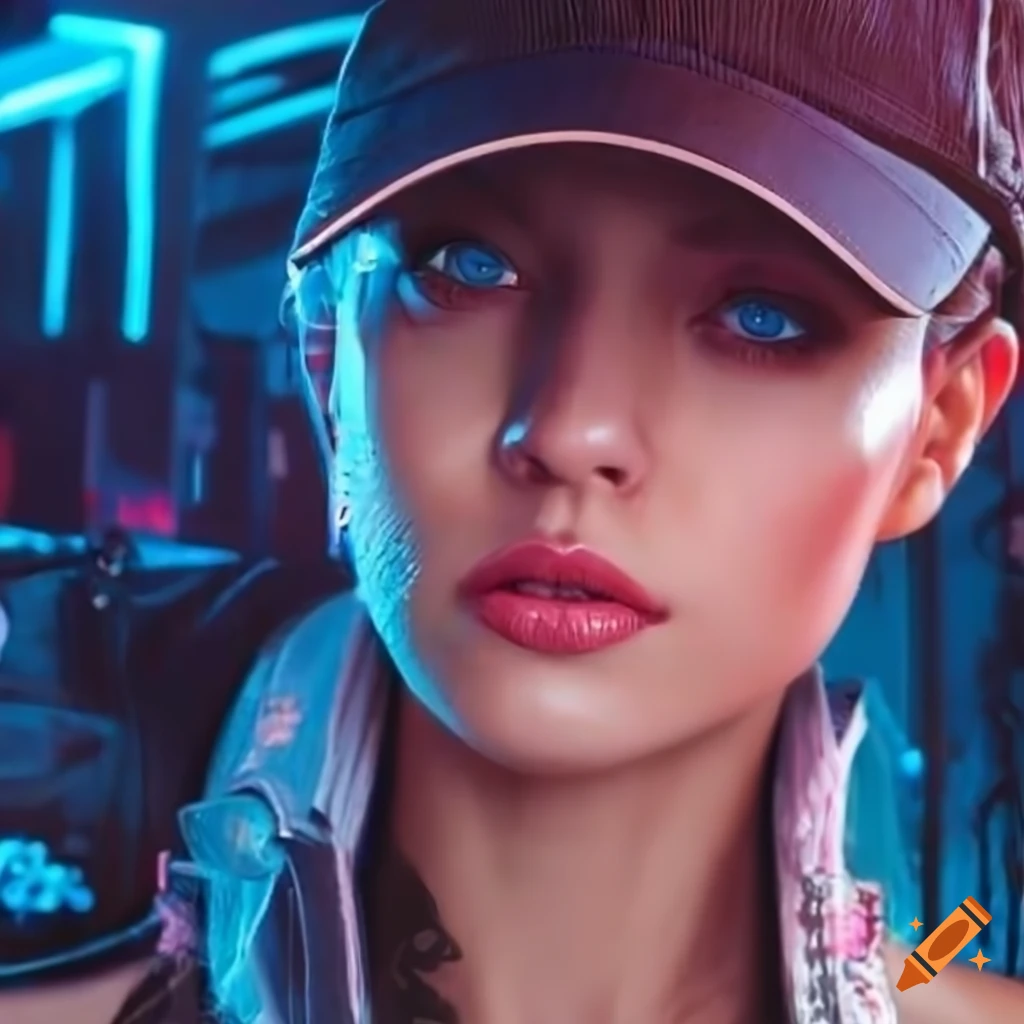 Cyberpunk Girl With Blue Eyes And Brown Hair On Craiyon