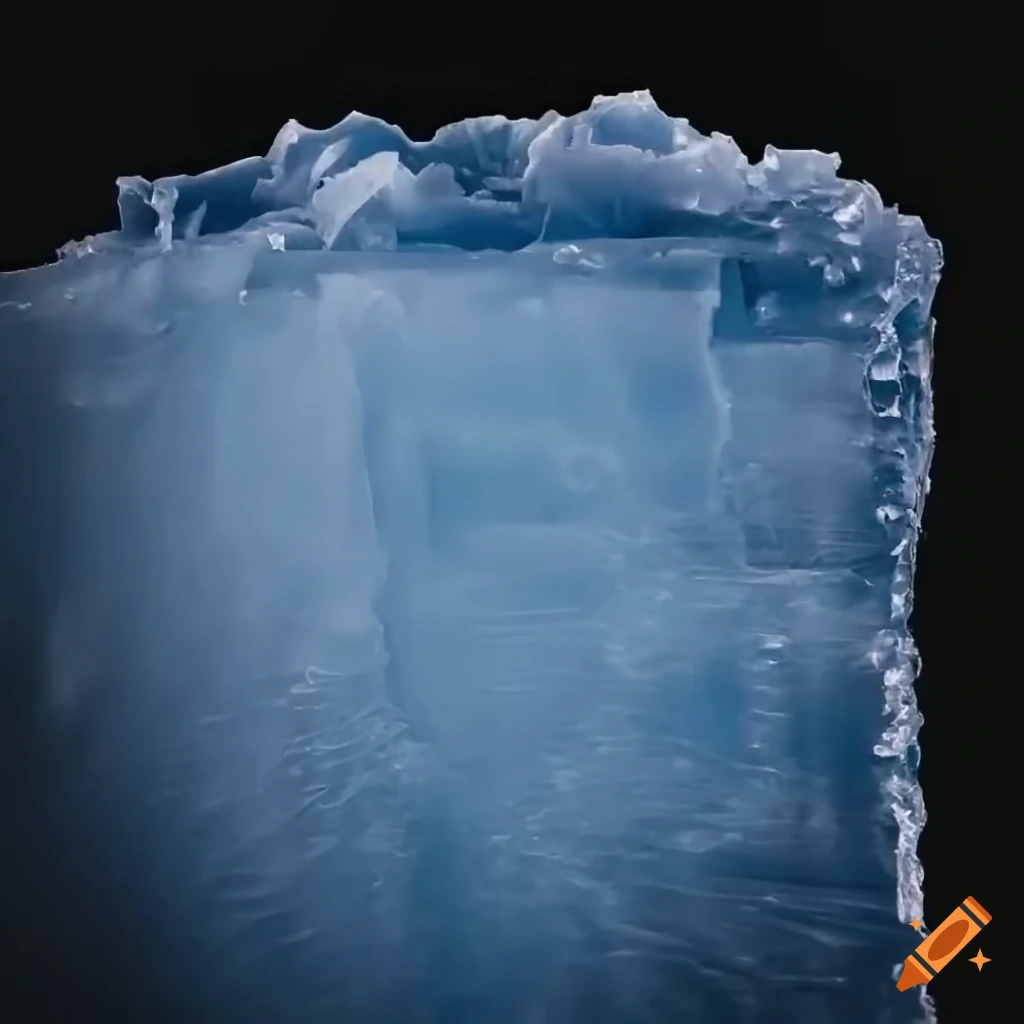 Melting ice columns on black background