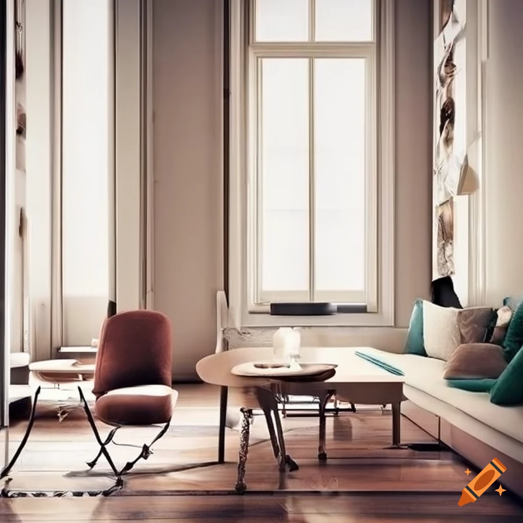 Visualization of a 20 square meters living room in warsaw old townhouse ...