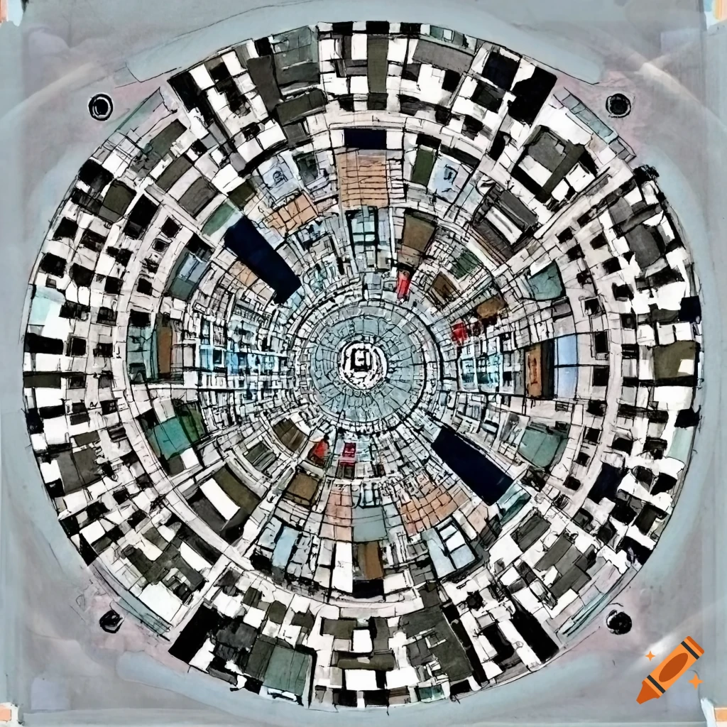 Moebius illustration seamless texture of a futuristic temple window on ...