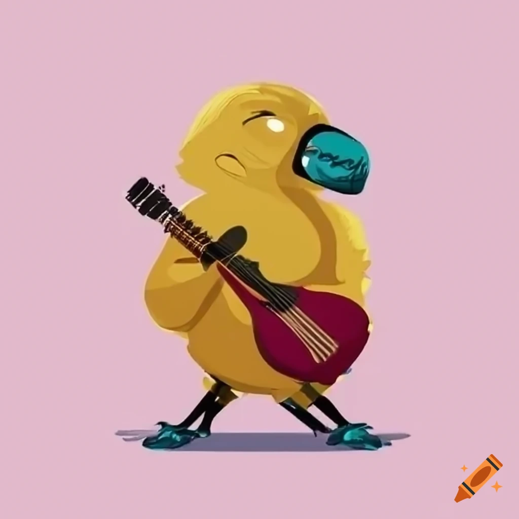 Bird playing guitar and singing