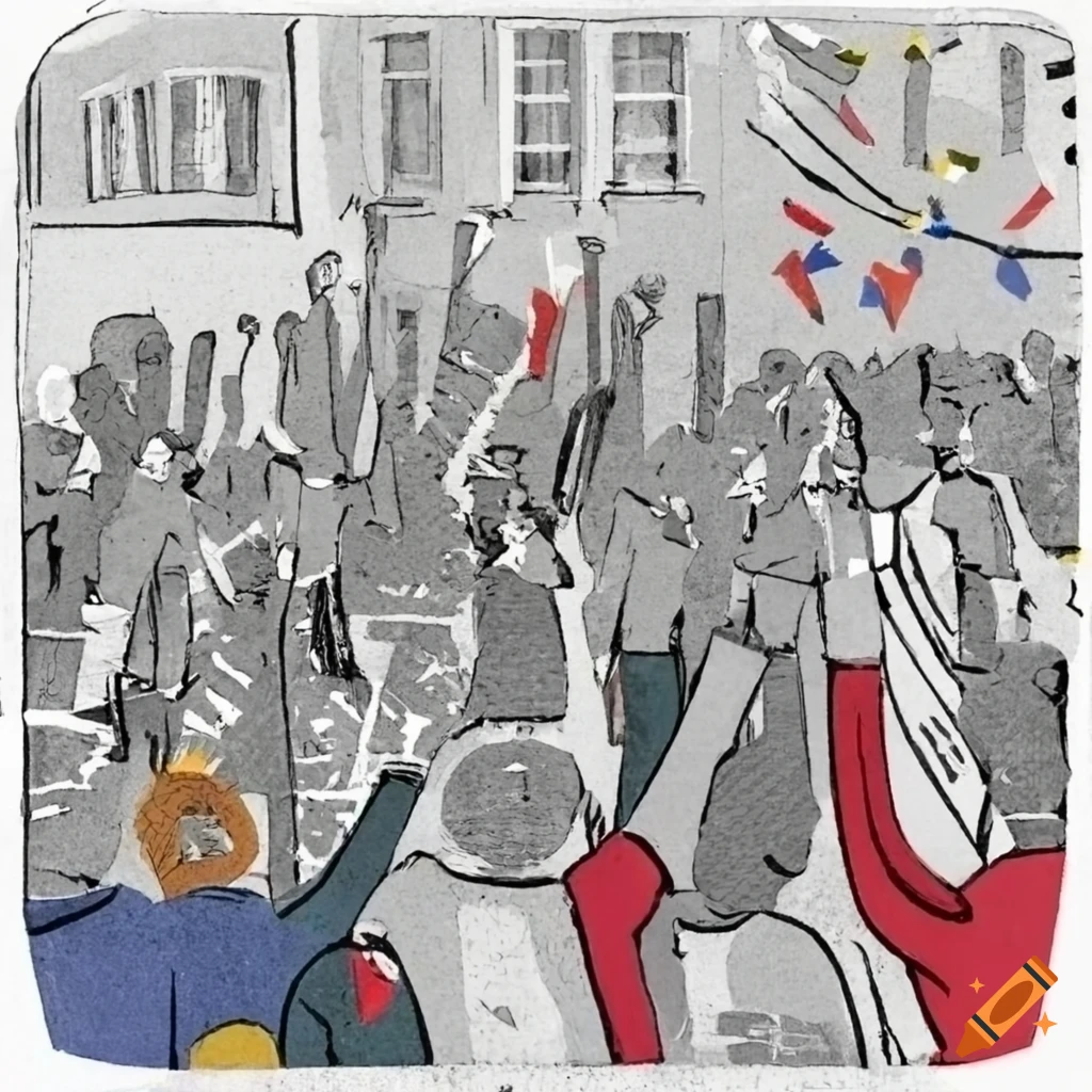 Celebration of election victory with flags and confetti on Craiyon