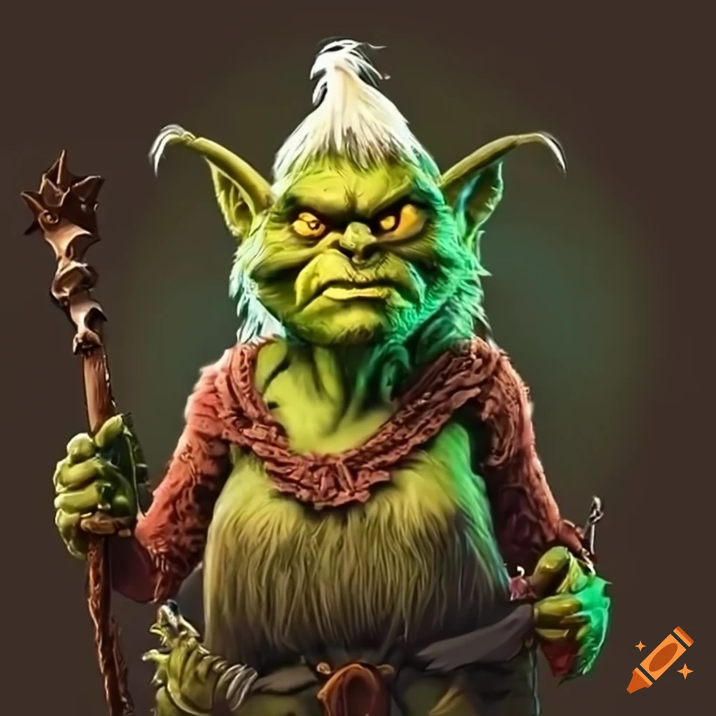 Image of an angry goblin grinch druid on Craiyon