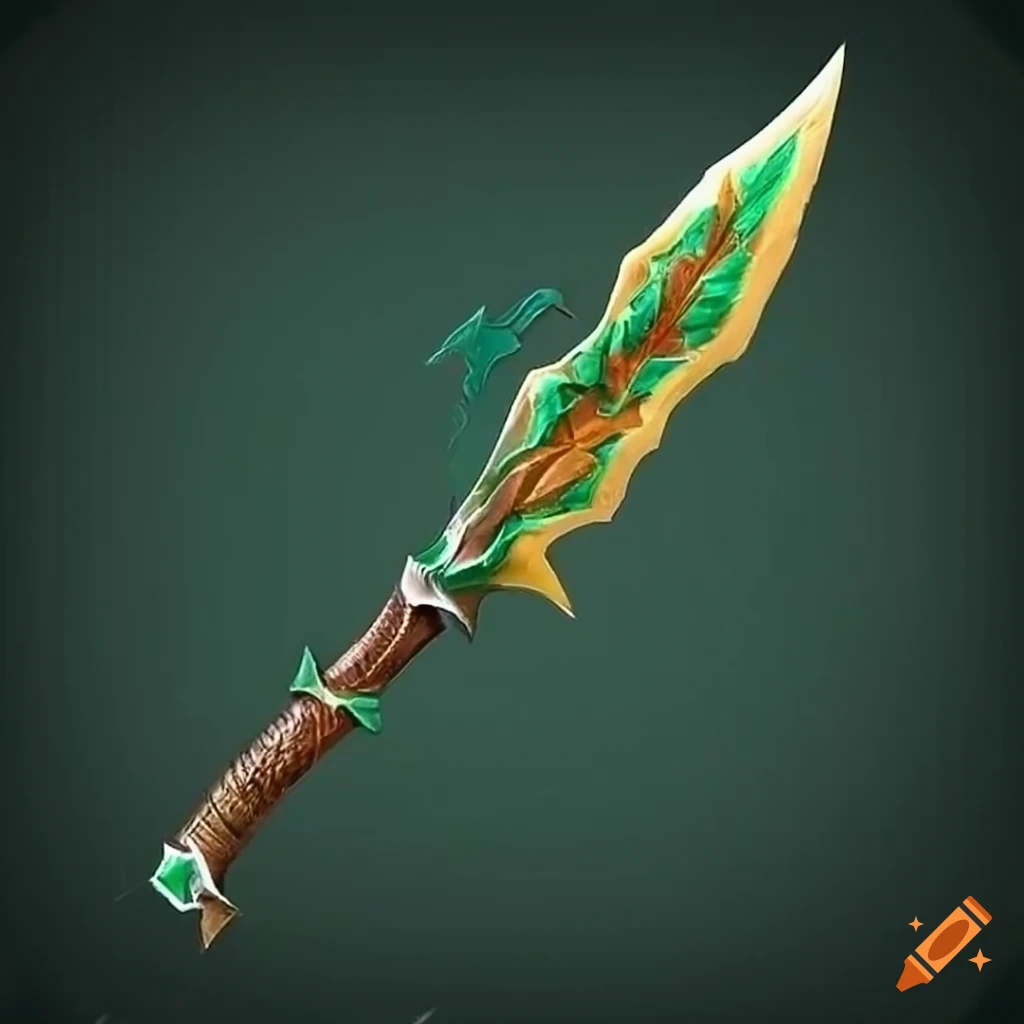 Intricate weapon inspired by leaves on Craiyon