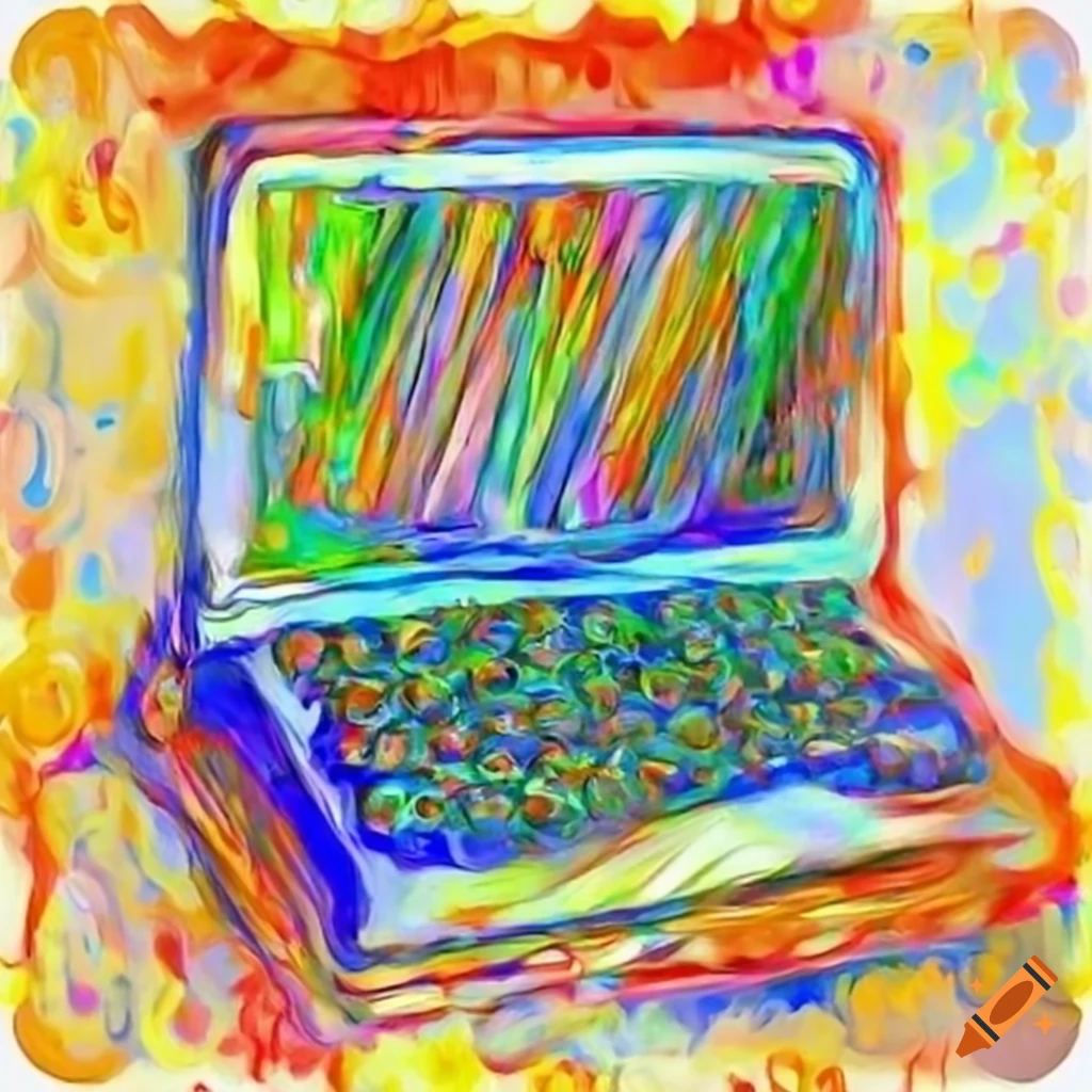 Colorful still life artwork with technology and literature on Craiyon