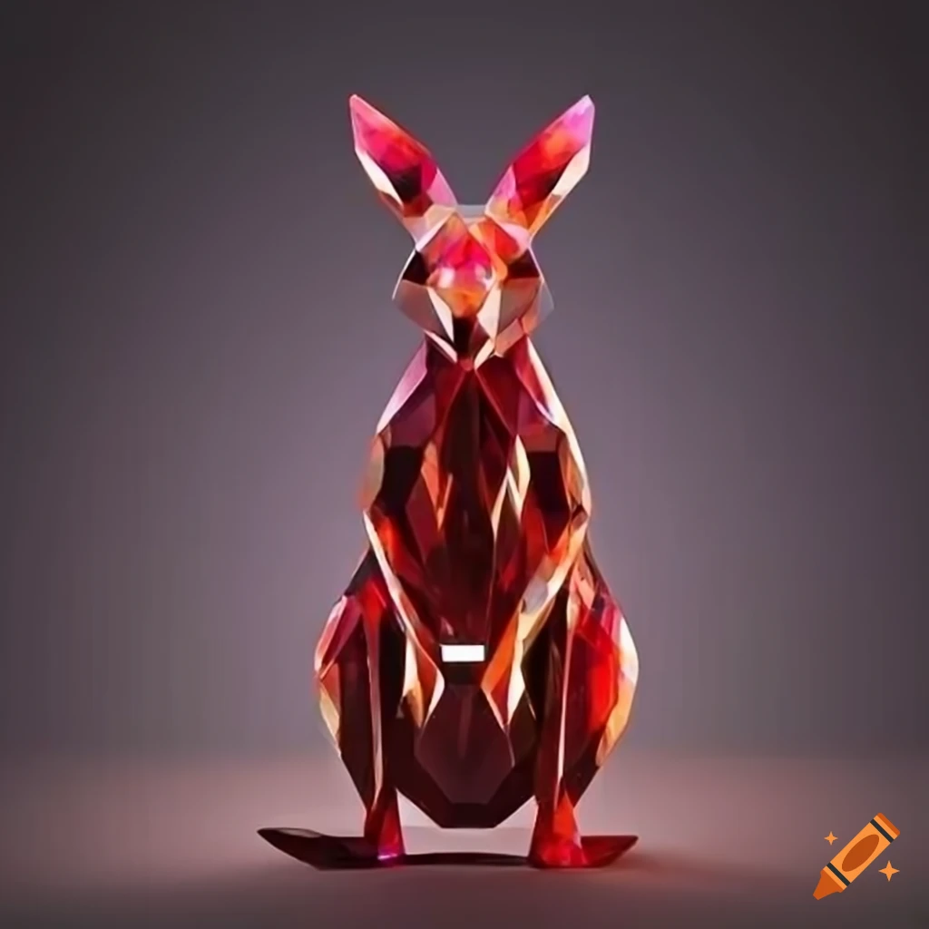 Geometric art of a red crystal kangaroo