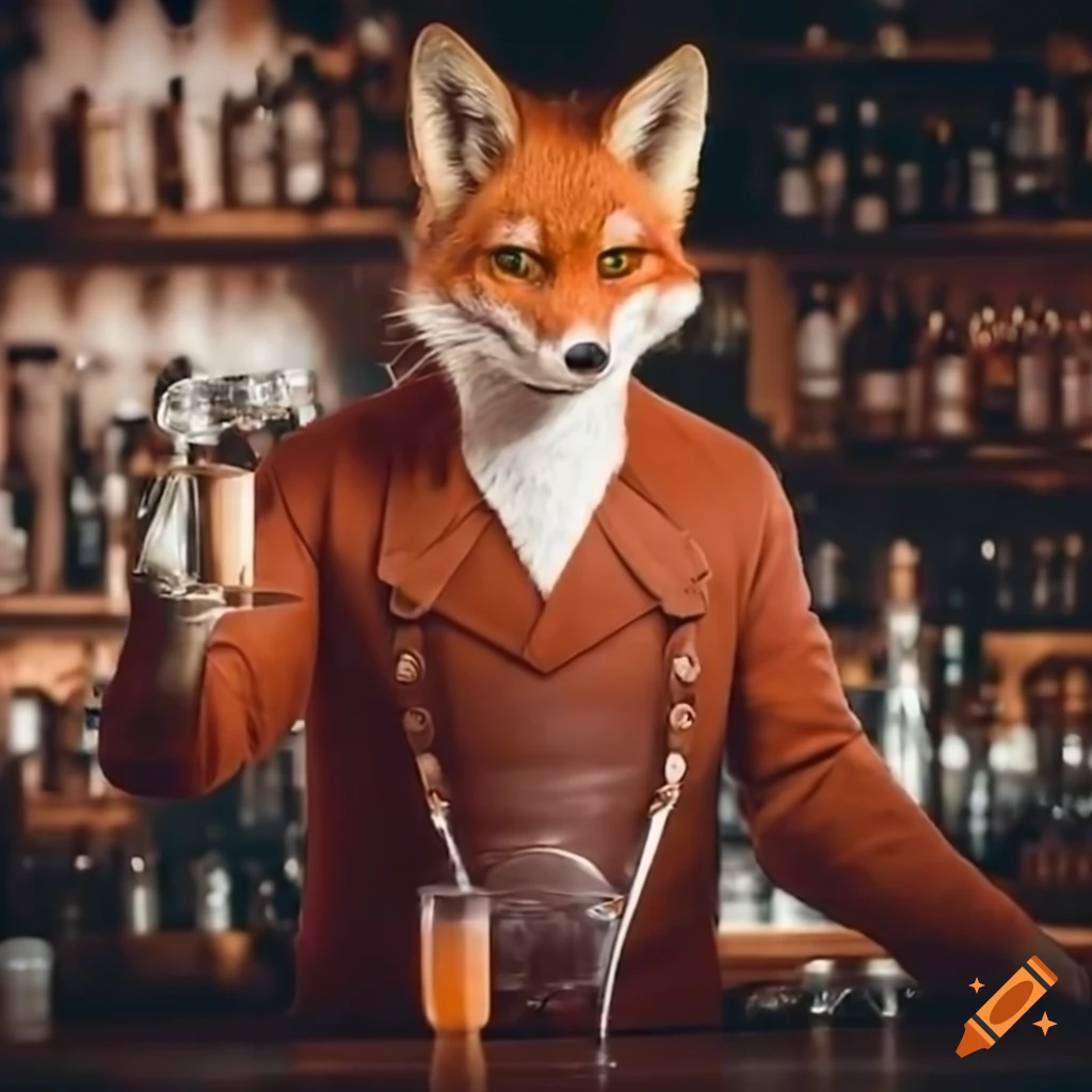Fox bartender serving a drink at the bar on Craiyon