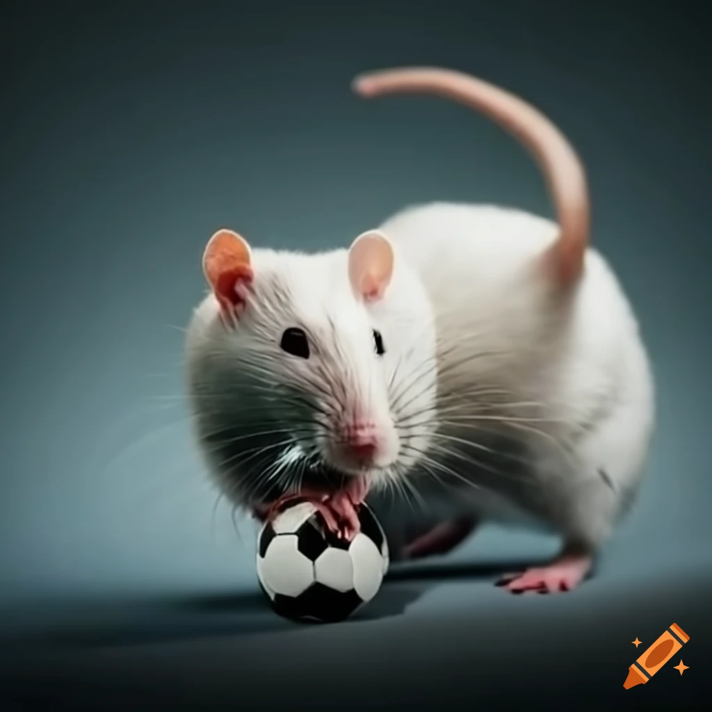 Image of a rat playing soccer