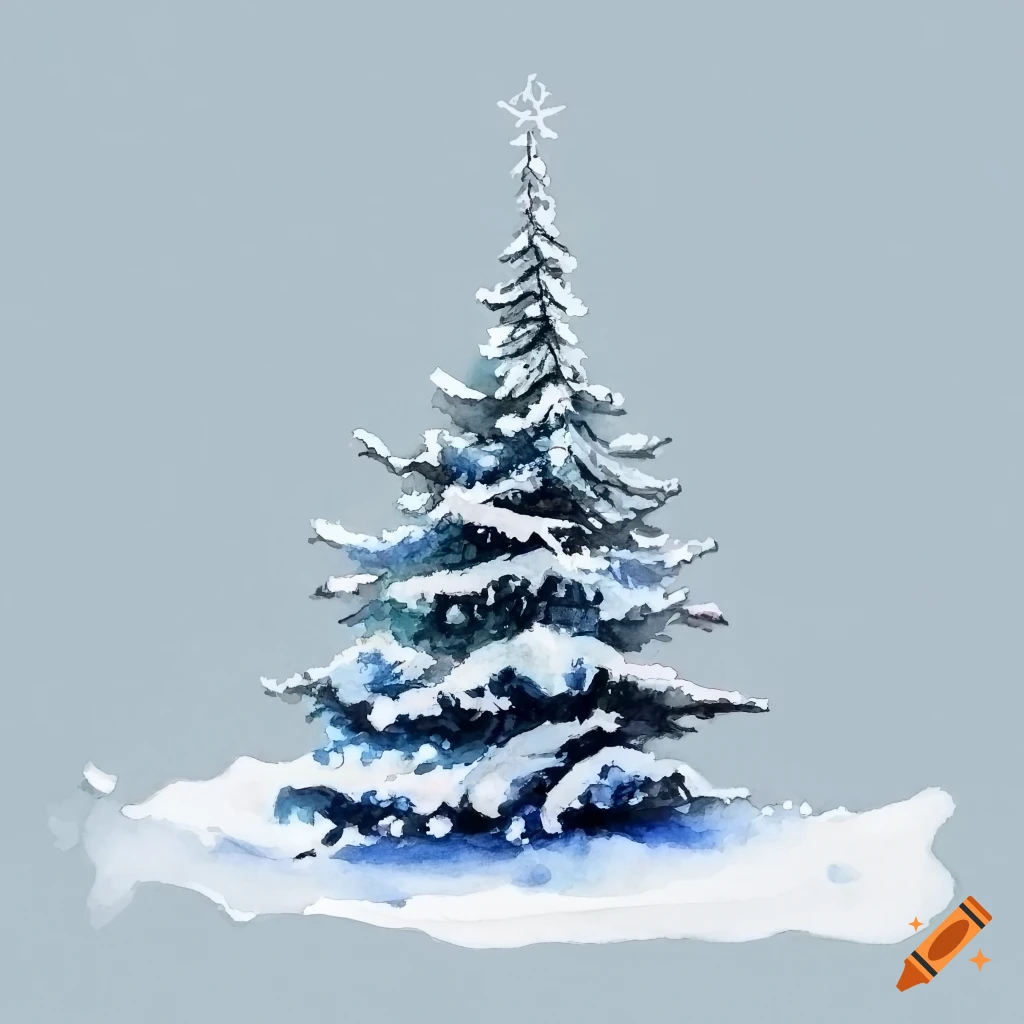 Snow covered pine tree sprite with transparent background on Craiyon