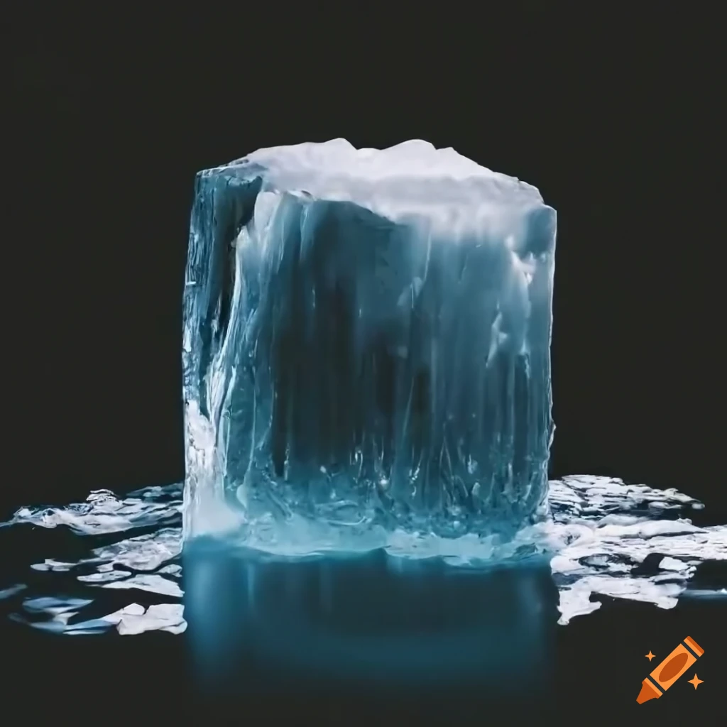 Artwork of melting ice columns in a black background on Craiyon
