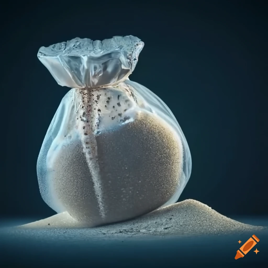Macro shot of sand particles in a sealed bag on Craiyon