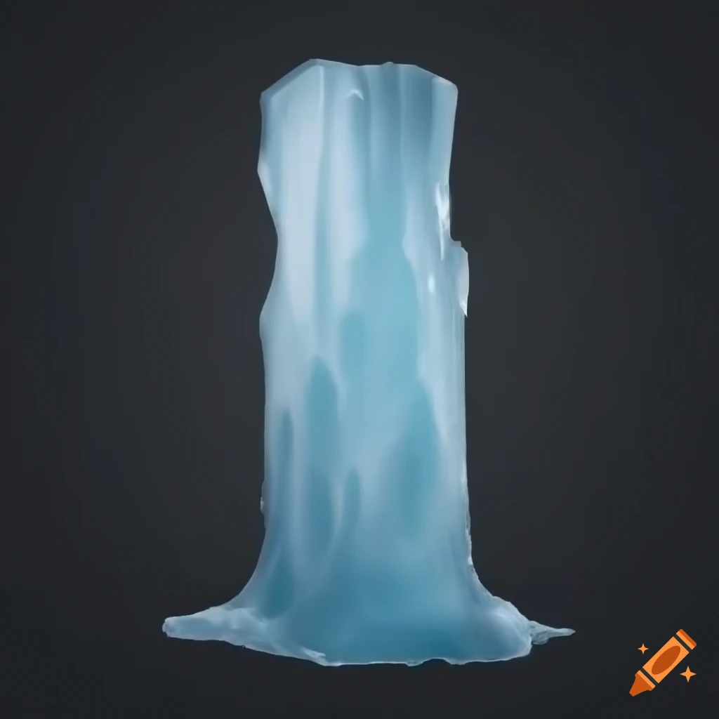Artwork of melting ice columns in a black background on Craiyon