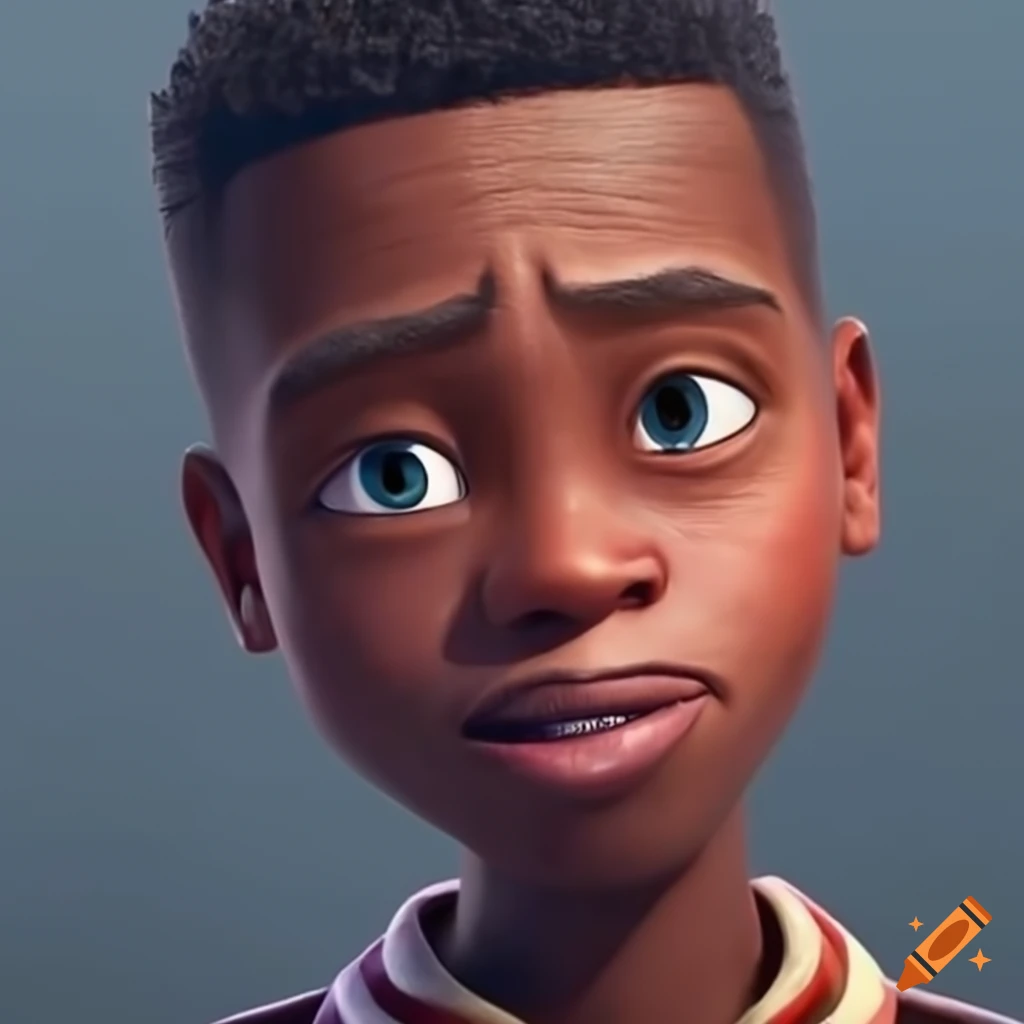 Realistic rendering of a black male pixar character on Craiyon
