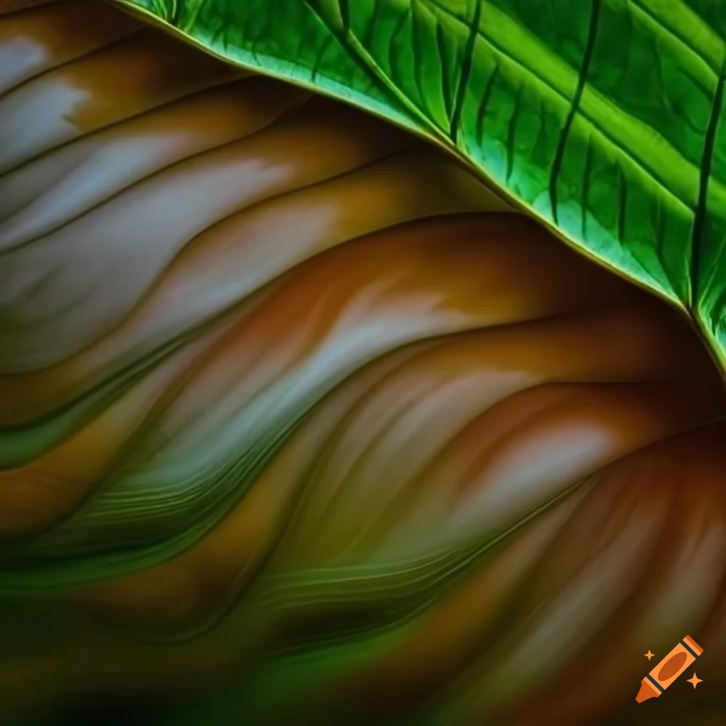 Earthy colored wave design with leaf elements on Craiyon