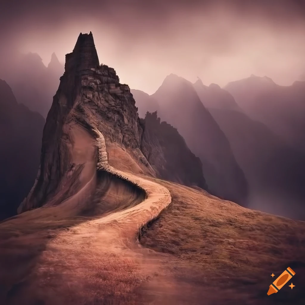 Detailed photo of a path leading to a mountain castle