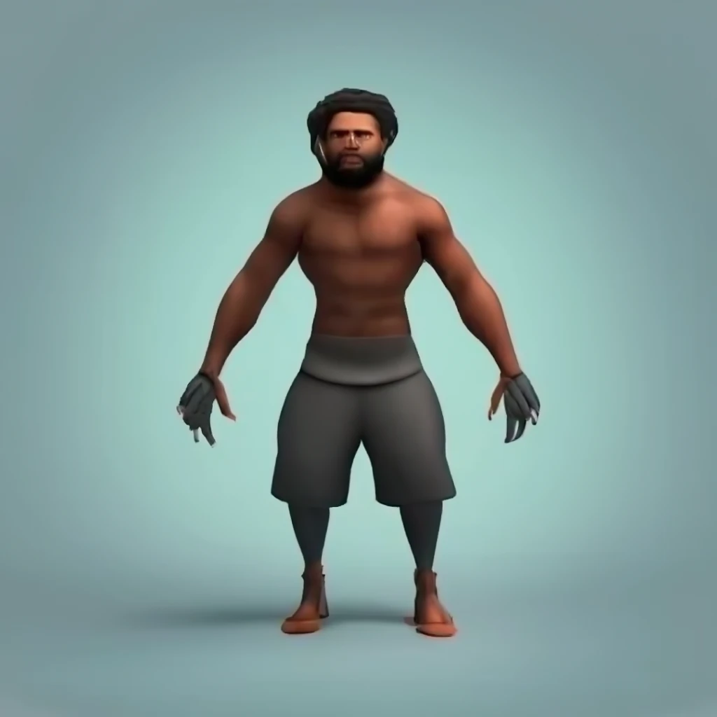 3d model of a black bearded man in t-pose