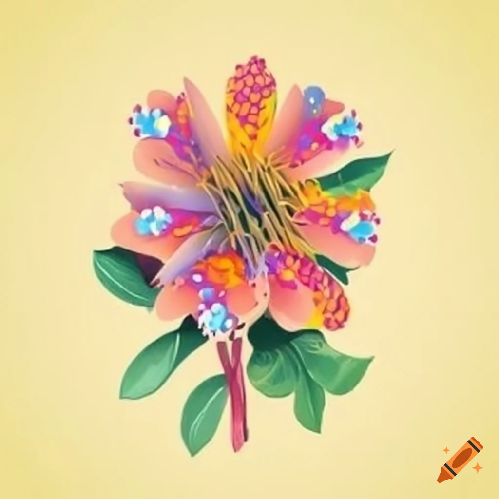 Symmetrical flower sketches with vibrant colors on Craiyon