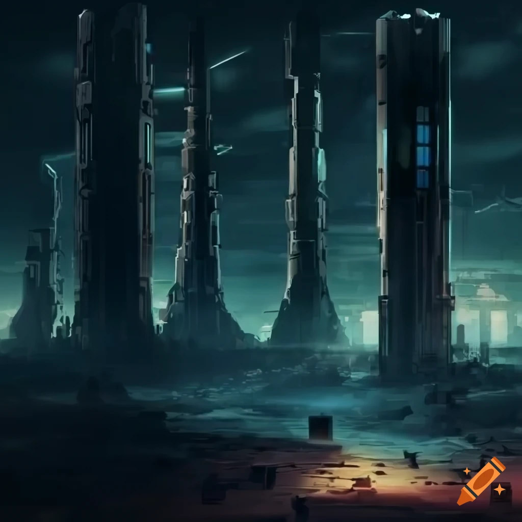 Sci-fi industrial background on Craiyon