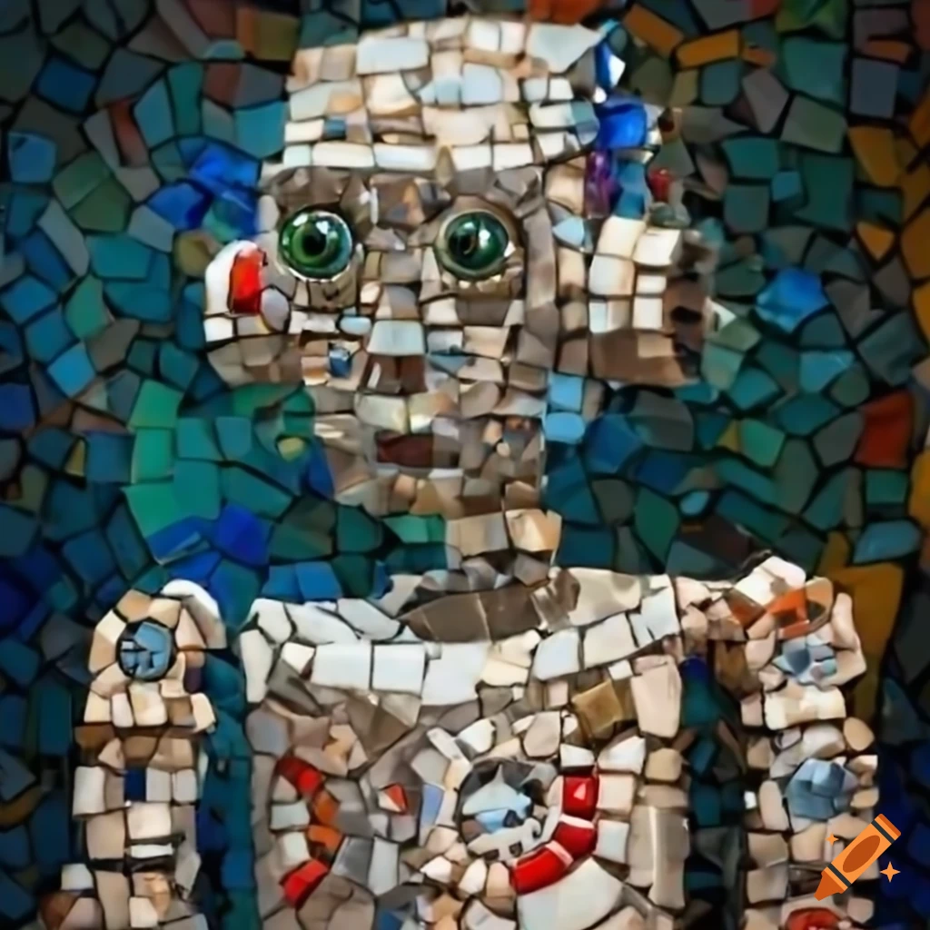 Mosaic art of a robot on Craiyon