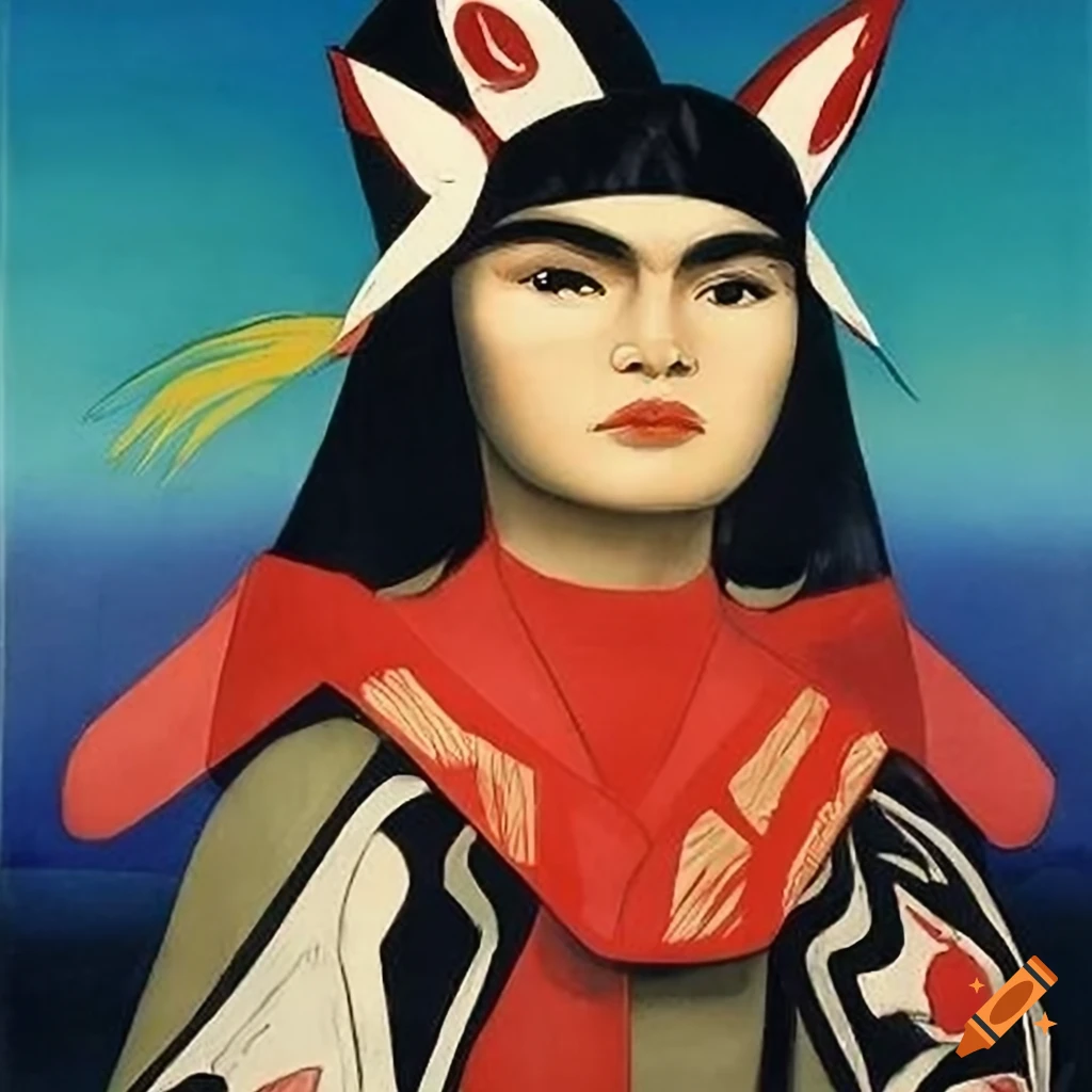 Color lithograph inspired by Native Salish designs on Craiyon