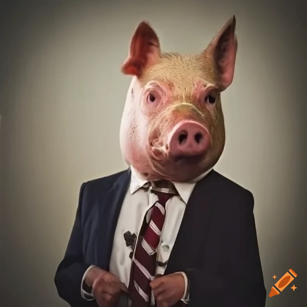 Vintage soviet-style scientific advancement poster with a pig on Craiyon