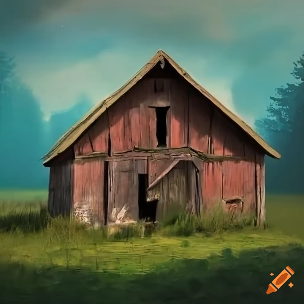 Image of a medieval barn and river boat