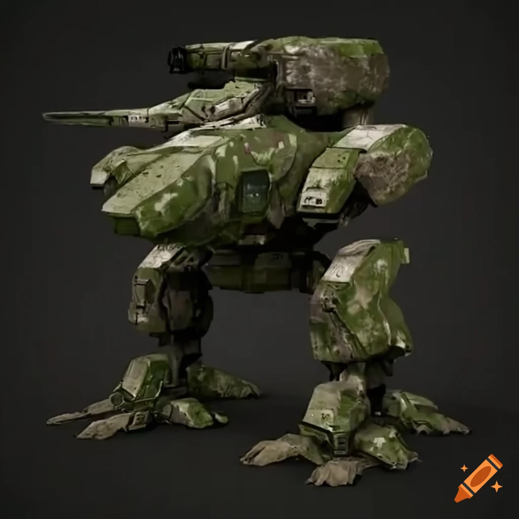 Light Armored Mech scanning a swamp at night on Craiyon