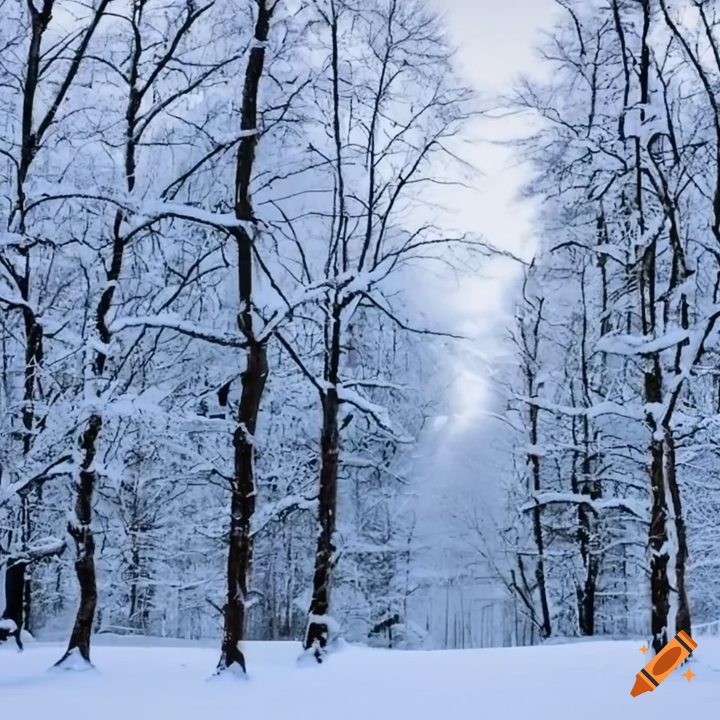 Snow-covered spruce forest in winter on Craiyon