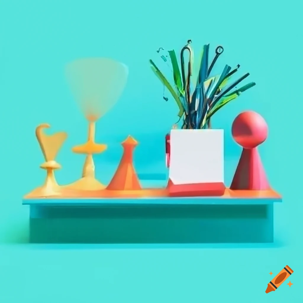 Diverse objects representing knowledge in a student exhibition