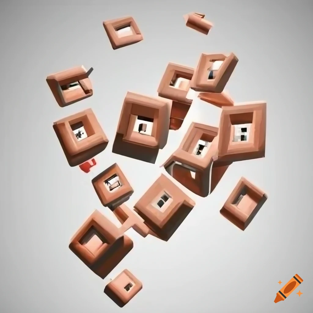 Abstract typography art in floating squares on Craiyon