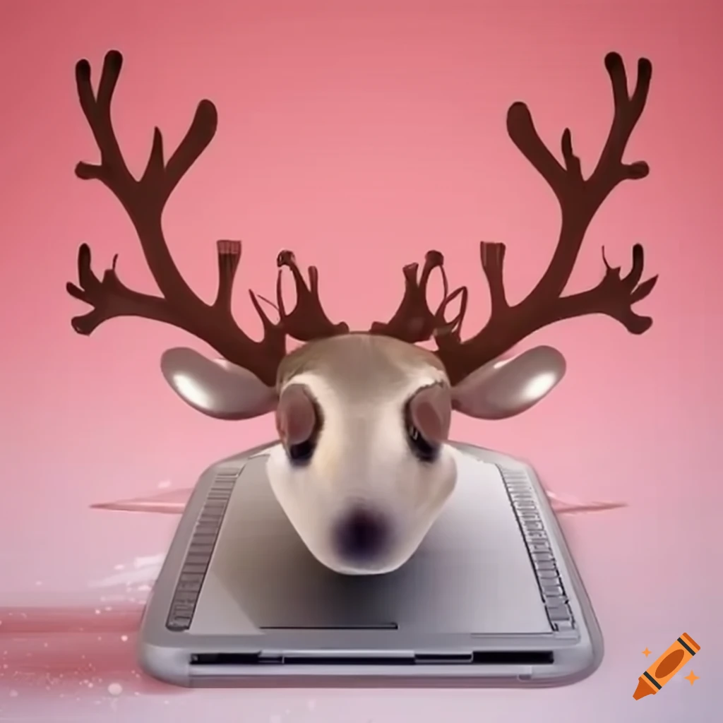 Reindeer using a laptop