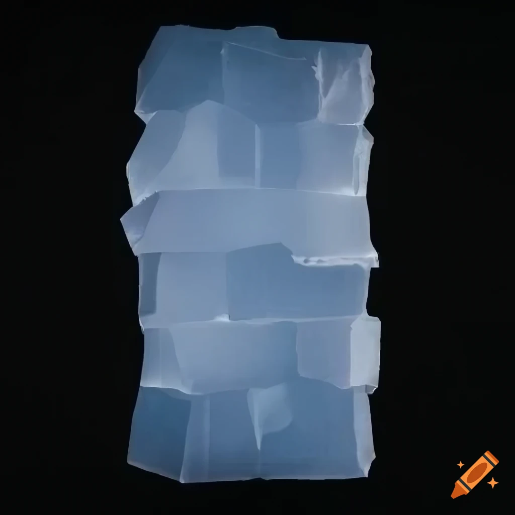 2d ice block wall on black background on Craiyon